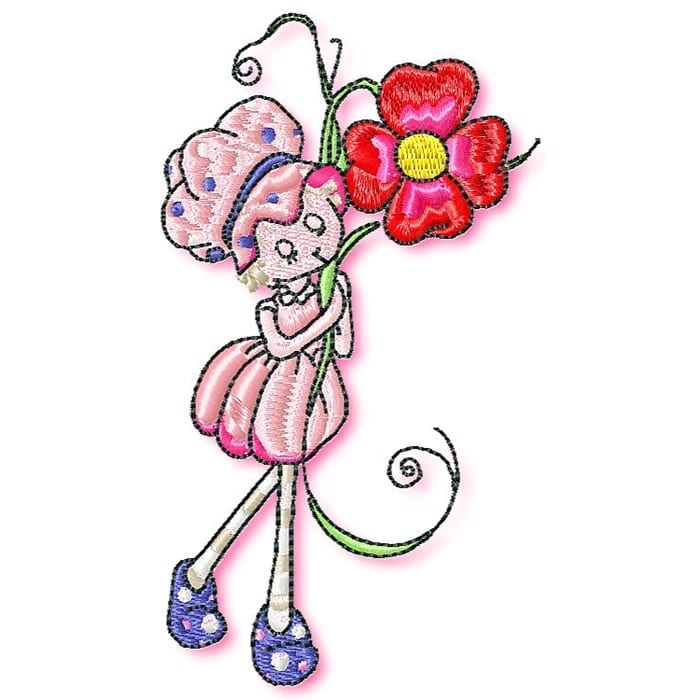 Flowy Flower Girl Machine Embroidery - Pam's Embroidery Designs