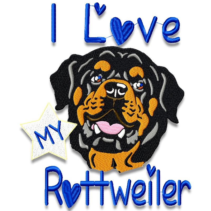 I Love My Rottweiler - Pam's Embroidery Designs