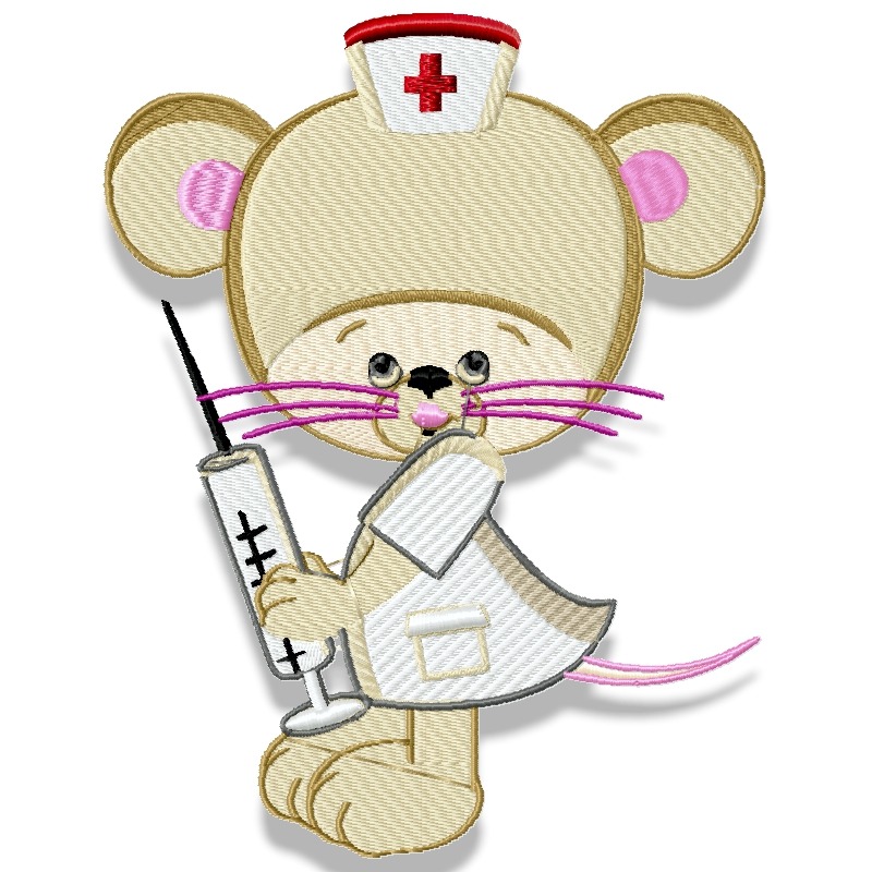 Adorable Nurse Mouse 1 Machine Embroidery - Pam's Embroidery Designs